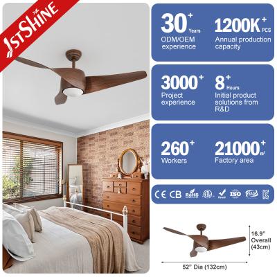 China 52 polegadas poupança de energia baixa potência 6 velocidade escolha de controle de plástico APP Smart ventilador de teto com luz à venda