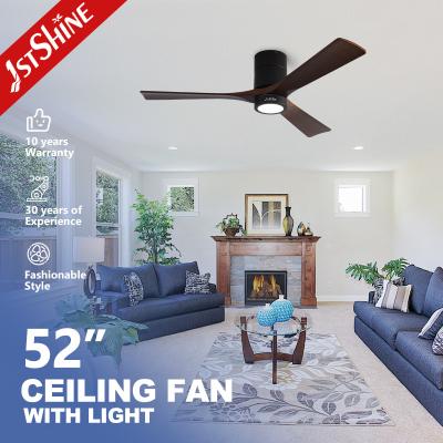 China Flush Mount Smart APP Control Solid Wood Ceiling Fan With Light And Remote For Home for sale