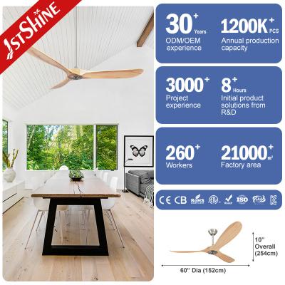 China Modern Simple 1stshine Ceiling Fan with Original Wood Blade and 6 Speed Remote Control for sale
