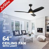 Quality 62 Inches Solid Wood Ceiling Fan With Dimmable LED Light Black Modern DC Motor for sale