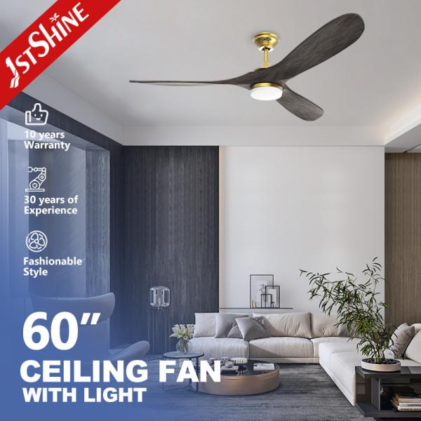 Quality 60 Inches Luxury 3 Wooden Blades Ceiling Light With Fan Quiet Dc Motor for sale