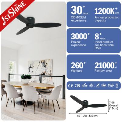 China 52'' Noiseless Motor Remote LED Ceiling Fan With 3 Wood Blades for sale