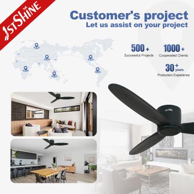 China 52'' Noiseless Motor Remote LED Ceiling Fan With 3 Wood Blades for sale