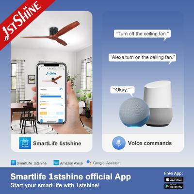 China 1stshine Modern Nordic 3 Wooden Blades Flush Ceiling Fan Timer Included for Attic Room for sale