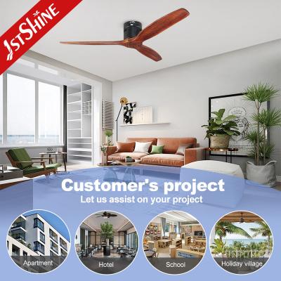 China 1stshine Modern Nordic 3 Wooden Blades Flush Ceiling Fan Timer Included for Attic Room for sale