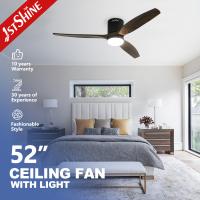 Quality Wooden Blades Flush Mount Smart APP Control Ceiling Fan With Light for sale