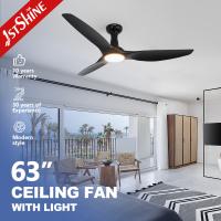 China White/Black Modern LED Ceiling Fan With Dimmable Light Remote Control DC Motor for sale
