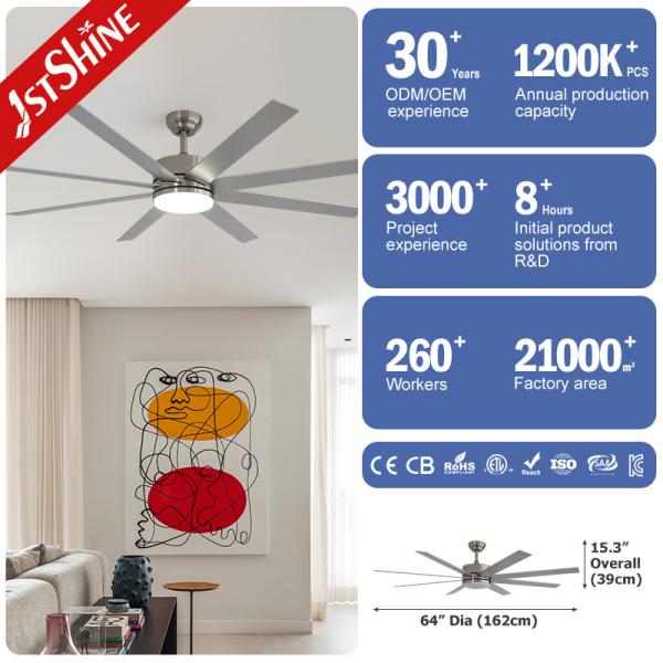 64-Inch Speed Ceiling Fan With Dimmable Light 6 Speed Remote Control For Living Room