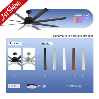 China 6 Velocidade Motor DC reversível Ventiladores de teto de grande fluxo de ar com luzes e controle remoto de aplicativos à venda