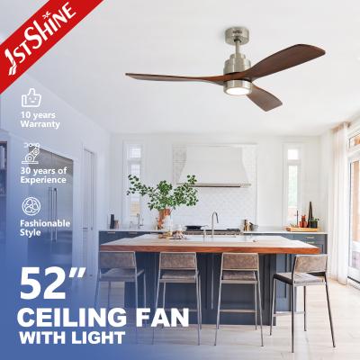 China 52" Solid Wood Ceiling Fan With Led Light And Remote Control Energy Saving for sale