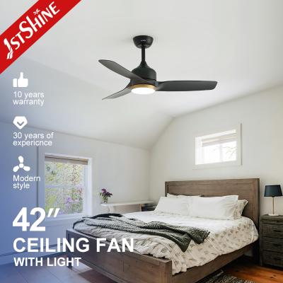 China 42-Inch Modern Matte Black DC Ceiling Fan With LED Light For Bedroom for sale