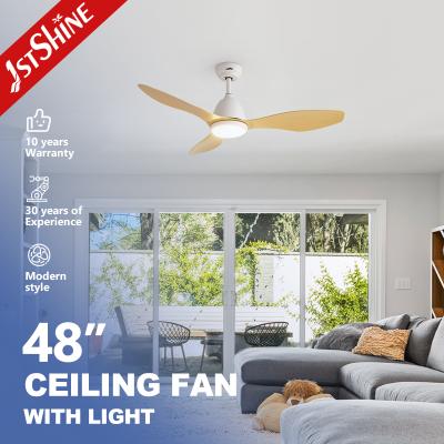 China Modern Ceiling Fan with LED Light 48" Plastic Blades Remote Control Quiet DC Motor for Home Decor for sale