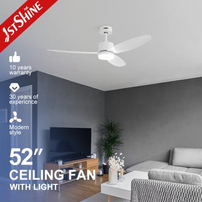 China 52 Inch Dimmable LED Ceiling Fan with DC Motor and 3-Color LED Light for Modern Spaces for sale