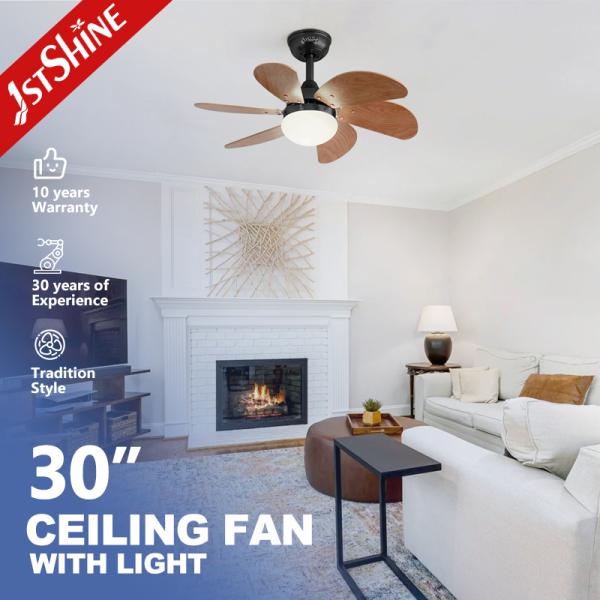 Quality 30-Inch Decorative Ceiling Fan with Light Featuring 6 MDF Blades and Energy-Saving DC Motor for sale
