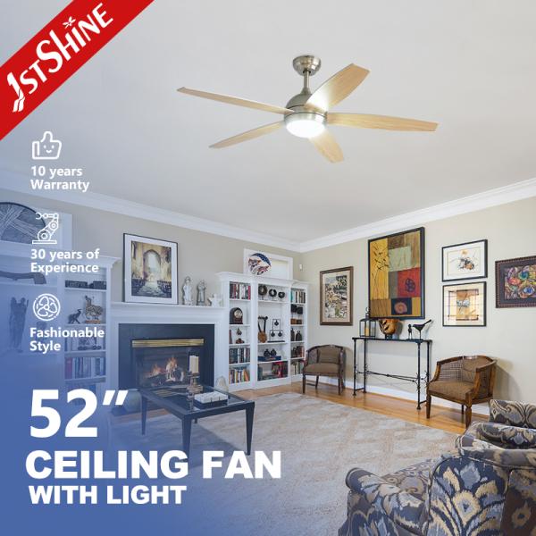 Quality 52 Inch Modern Ceiling Fan with Silent DC Motor and Wood Grain Blades for sale