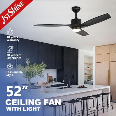 China 52 Inch Solid Wood Blades Silent DC Motor Ceiling Fan with LED Light for Modern Interiors for sale