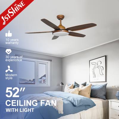 China 52 Inch Wood Grain Ceiling Fan with Light Copper Motor for Hall Room for sale