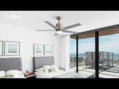 Satin Nickel Modern LED Ceiling Fan With 5 MDF Blade DC Motor Home Decorative