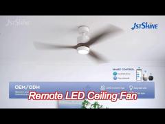 Ventilador de teto LED remoto com 3 lâminas de madeira moderno para quarto