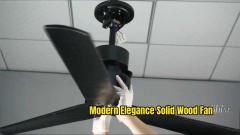 52 Inch Modern Black Ceiling Fan with Solid Wood Blades