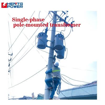 China Oil Cooling Single Phase Pole Mounted Transformer 25Kva To 100Kva Wound Core Design for sale
