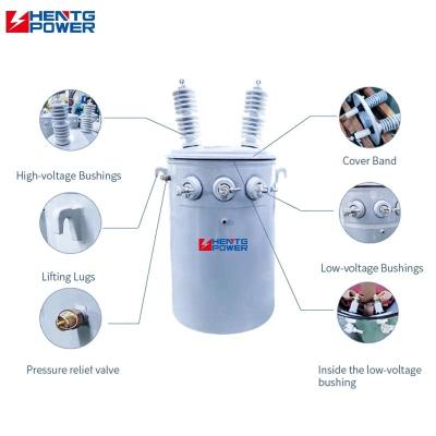 China Oil Cooling Single Phase Pole Mounted Transformer 25Kva To 100Kva Wound Core Design for sale