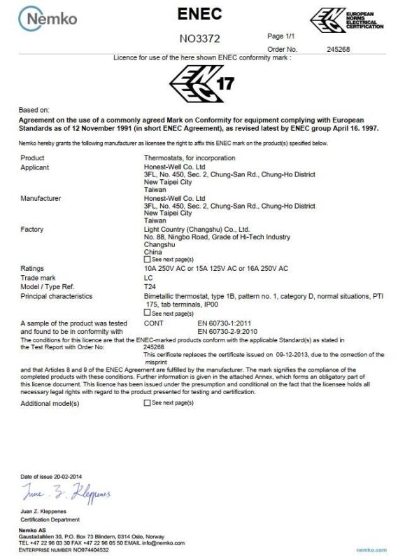 ENEC17 - Light Country(Changshu) Co.,Ltd