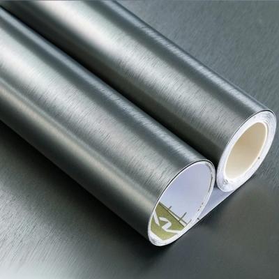 China Brushed Metallic PVC Film Self Adhesive Furniture Decorative Film For Cabinet Countertop for sale