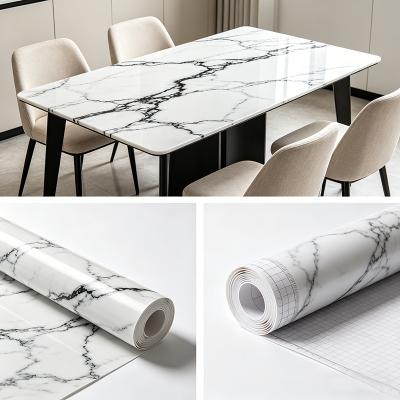 China Carrara White Marble Vinyl Wrap Film High Gloss Waterproof PVC Decorative Film for sale