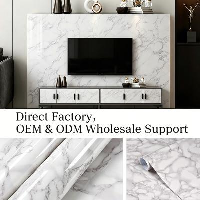 China Glossy Texture Marble PVC Film Self Adhesive Waterproof Furniture Surface Decor Wrap for sale