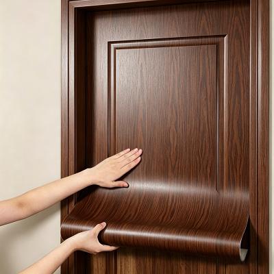 China Realistic Wood Texture PVC Furniture Film Waterproof Self Adhesive Home Office Decor for sale