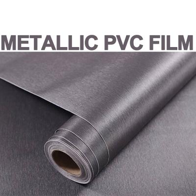 China Anti Peeling Brushed Metallic PVC Decorative Film Foil For Cabinets Furniture Surface for sale