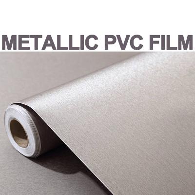 China Brushed Metallic PVC Foil Luxury Surface Finish Furniture Film For High End Cabinetry for sale