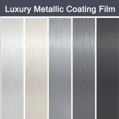 China Metallic PVC Film Premium Brushed Surface Foil for Modern Furniture Upgrades for sale