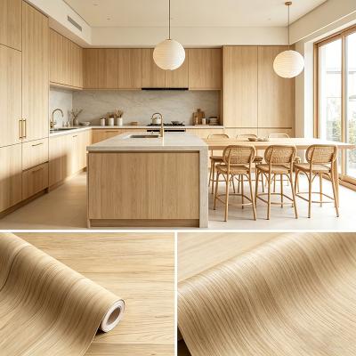 China Light Natural Wood Grain PVC Decorative Film For Furniture And Cabinet Refinishing for sale