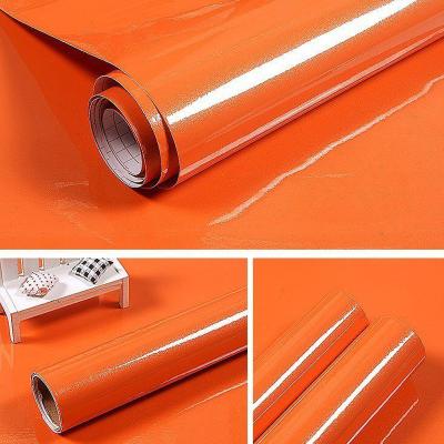 China High Gloss Solid Color PVC Film Vinyl Covering For Kitchen Cabinets Scratch Resistant for sale
