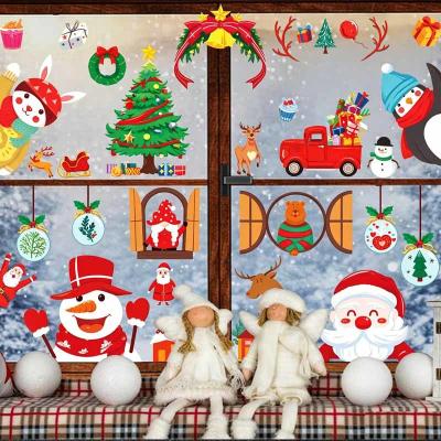 China Waterproof Structure Christmas Decorative Glass Film Holiday Static Cling Window Decals for sale