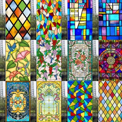 China Custom Style Stained Glass Decorative Film Static Cling Privacy Window Sticker for sale