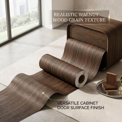 China Industrial Walnut PVC Foil for Furniture Fronts | Thermoforming Board Wrap for sale