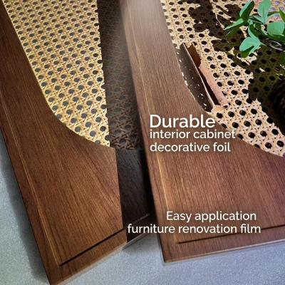 China OEM Width Luxury Wood Grain PVC Film Interior Decorative Foil For Cabinet And Door for sale