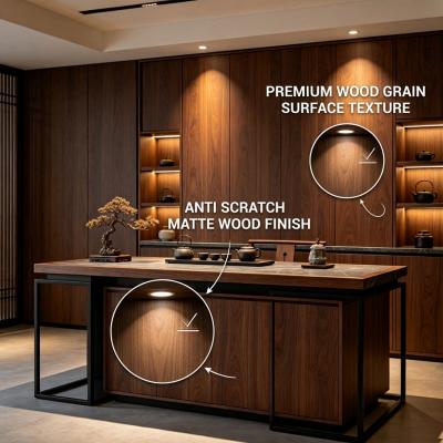 China Anti Scratch Matte Wood Grain PVC Film Roll For Particle Board Lamination for sale