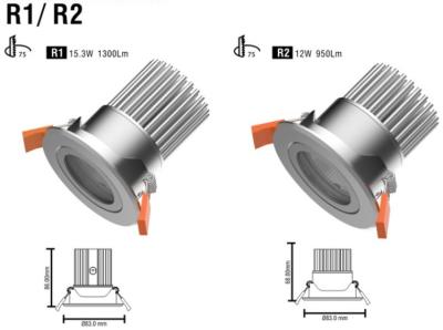 Cina LA SOSTITUZIONE DIRETTA LED di gray di alluminio della PANNOCCHIA il LED Tridonic di 12W 83diameter GIÙ SI ACCENDE in vendita