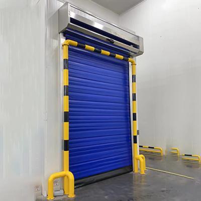 China Blue Automatic High Speed Doors IP54 PVC High Speed Cold Storage Doors With Safety Sensor for sale