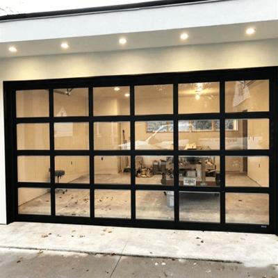 China Premium Glass Garage Doors For Car Showrooms Modern Design Visibility Smart Operation for sale