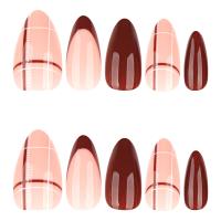 China Checkered Finish Pattern False Nails FDA Cat Eye Press On Nails for sale
