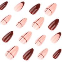 China Checkered Finish Pattern False Nails FDA Cat Eye Press On Nails for sale