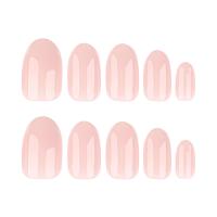 China Pink Solid Color Press On Nails Reusable Almond Shape Medium Nails for sale