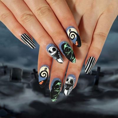 China Wholesale Halloween Holiday Press On Nails Ghost Pumpkin Spider Web Design OEM for sale