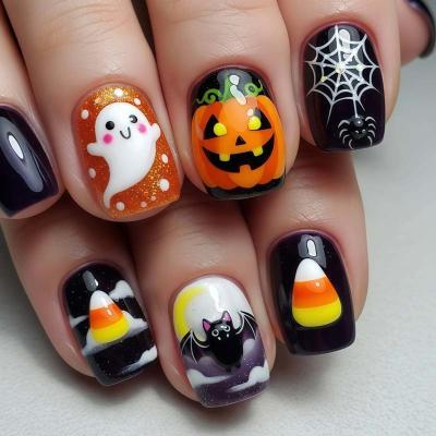 China Wholesale Spooky Halloween Holiday Press On Nails Skull For Costume Party for sale