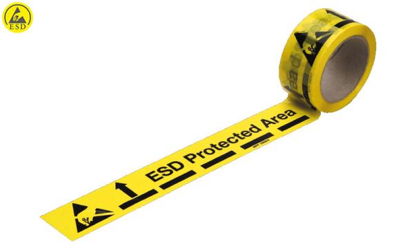 ESD PVC / PE Antistatic Adhesive Warning Tape With Yellow Color And Black Painting